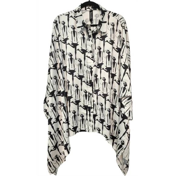 berek | Tops | New Berek Happy Flapper Batwing Blouse In Blackwhite ...